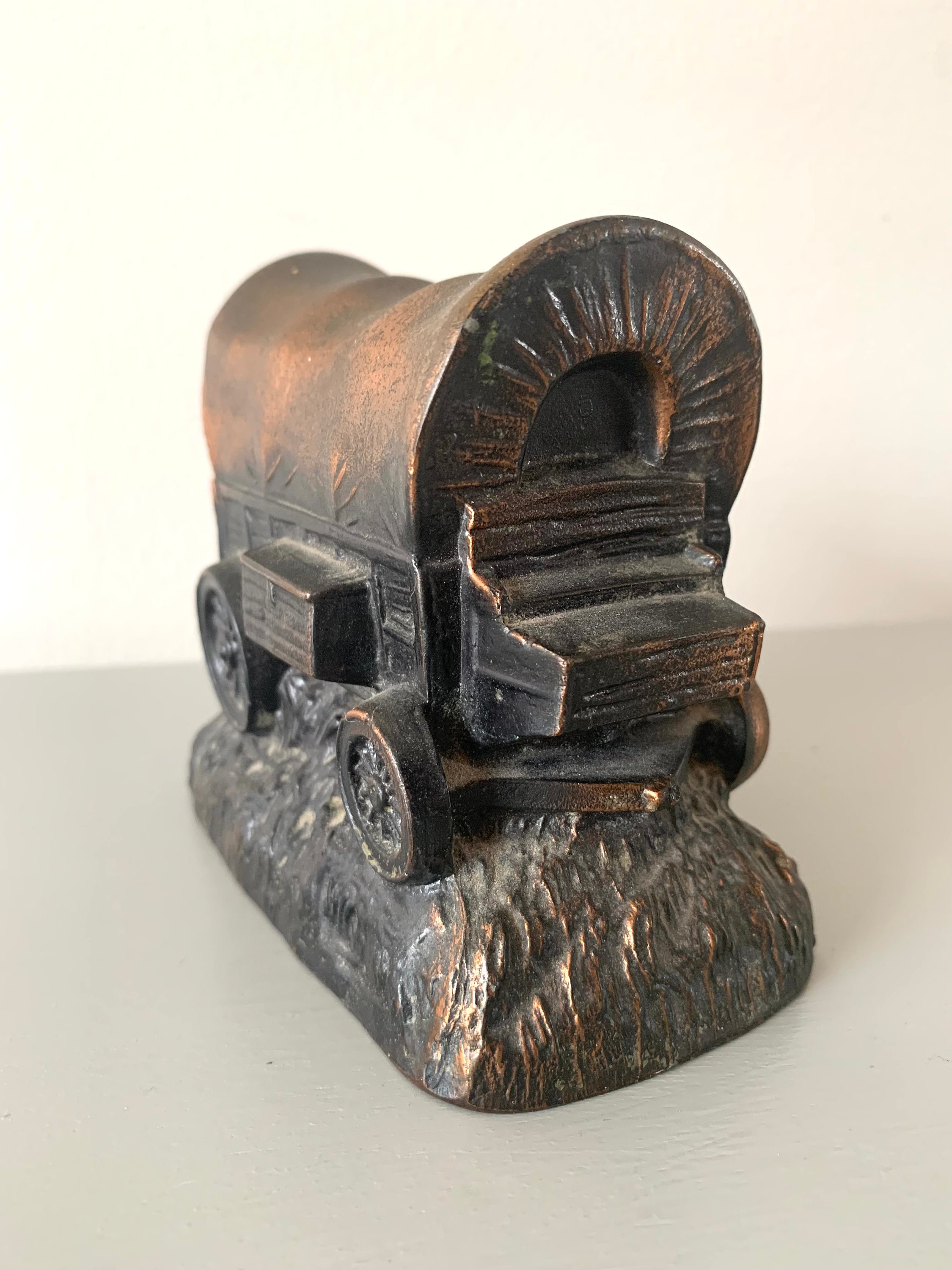 Vintage Covered Wagon Coin Bank Copper Colored Metal 1960s - Etsy