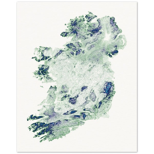 Topography Map of the Ireland - Etsy