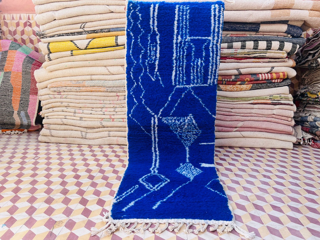 Custom Hallway Rug Blue Runner Rug Blue Hallway Rug Entryway Rug Long ...