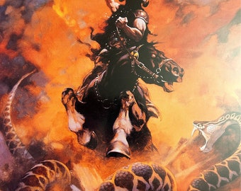 Frank Frazetta, Fire Demon, Fantasy Art, 1999 Vintage Book Plate, Print ...