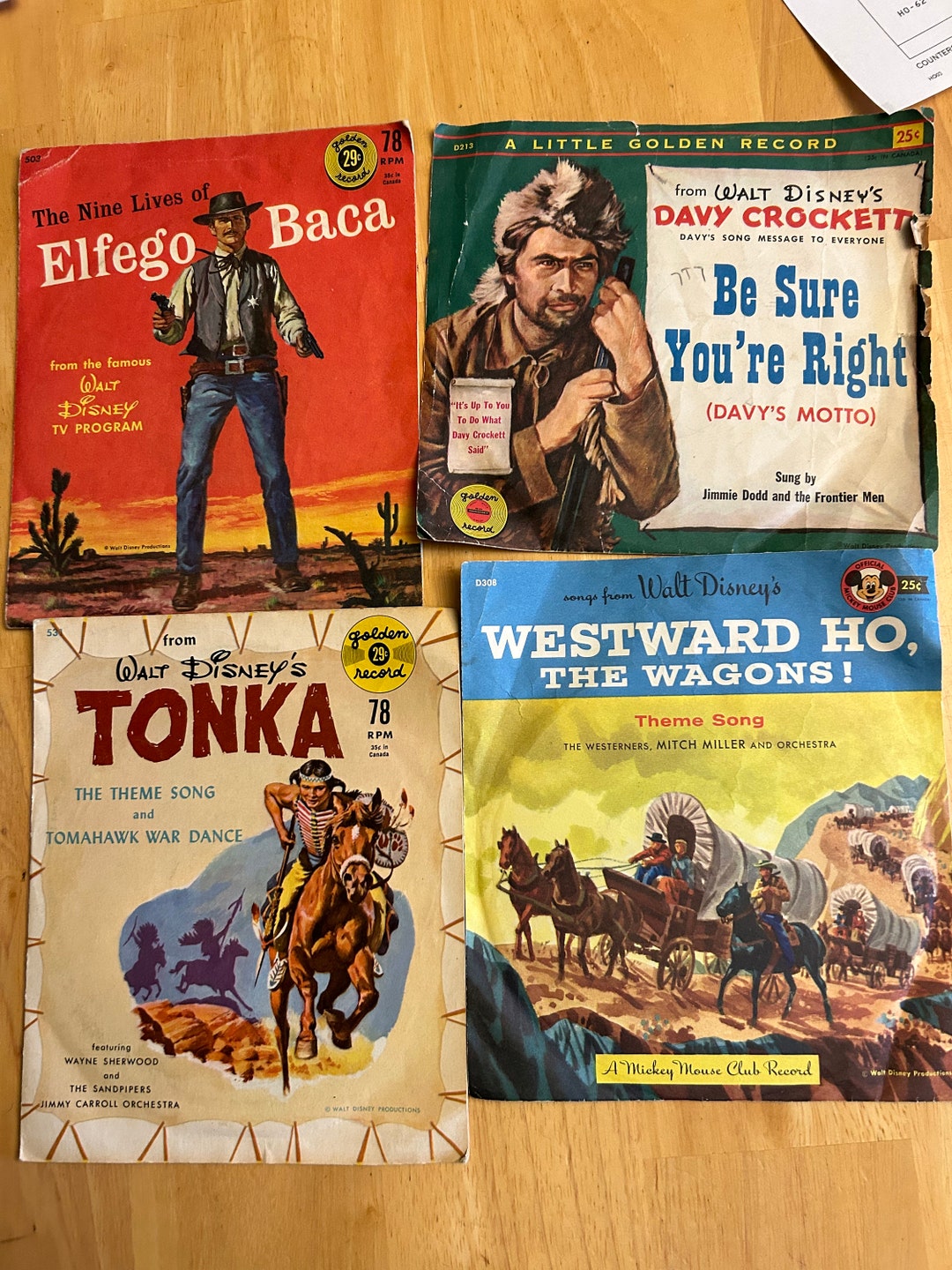 4 Walt Disney Frontier Genre 45 Rpm Records - Etsy