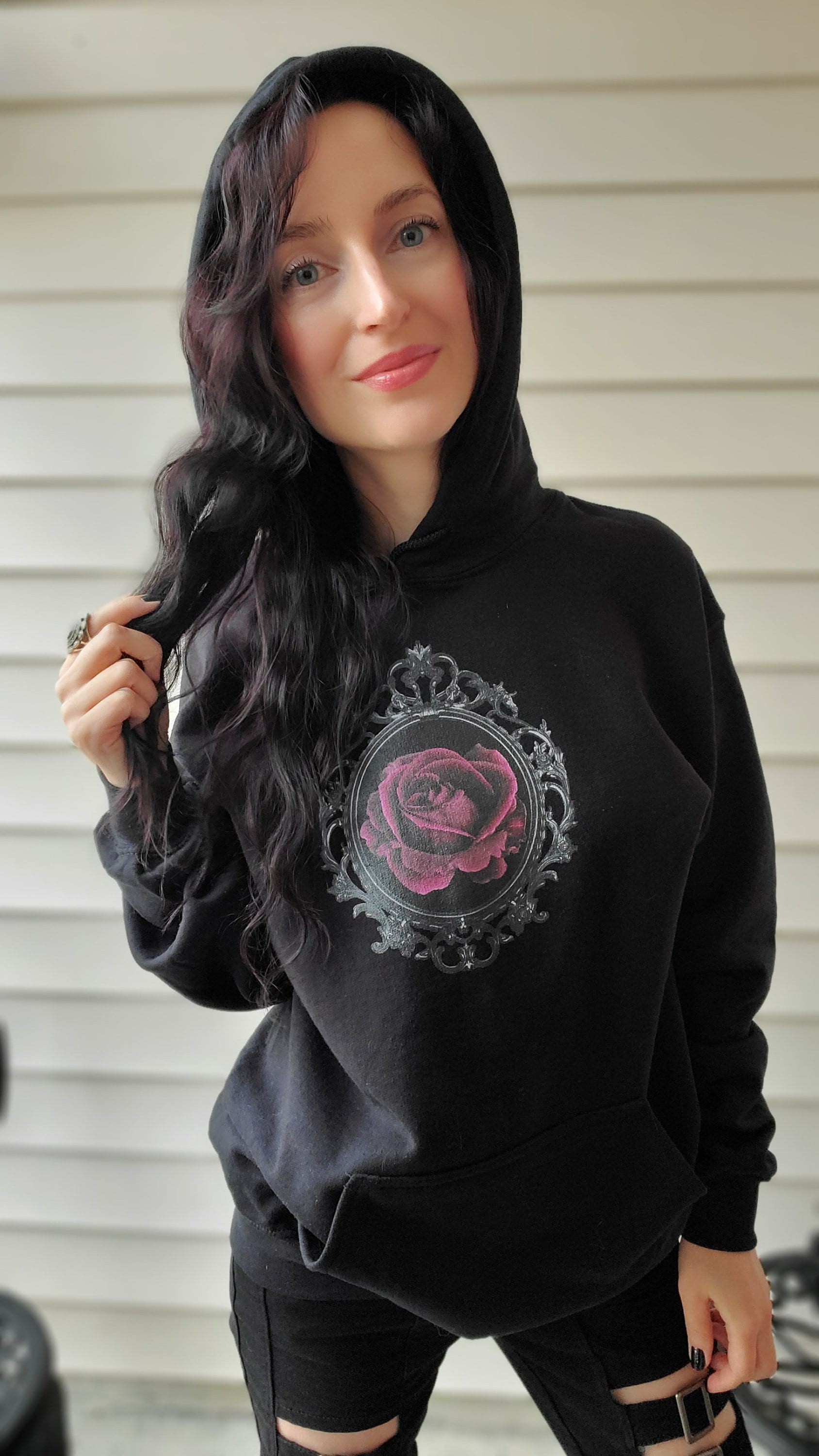 Gothic Rose Floral Goth Hoodie, Aesthetic Dark Victorian Cameo, Edgy ...