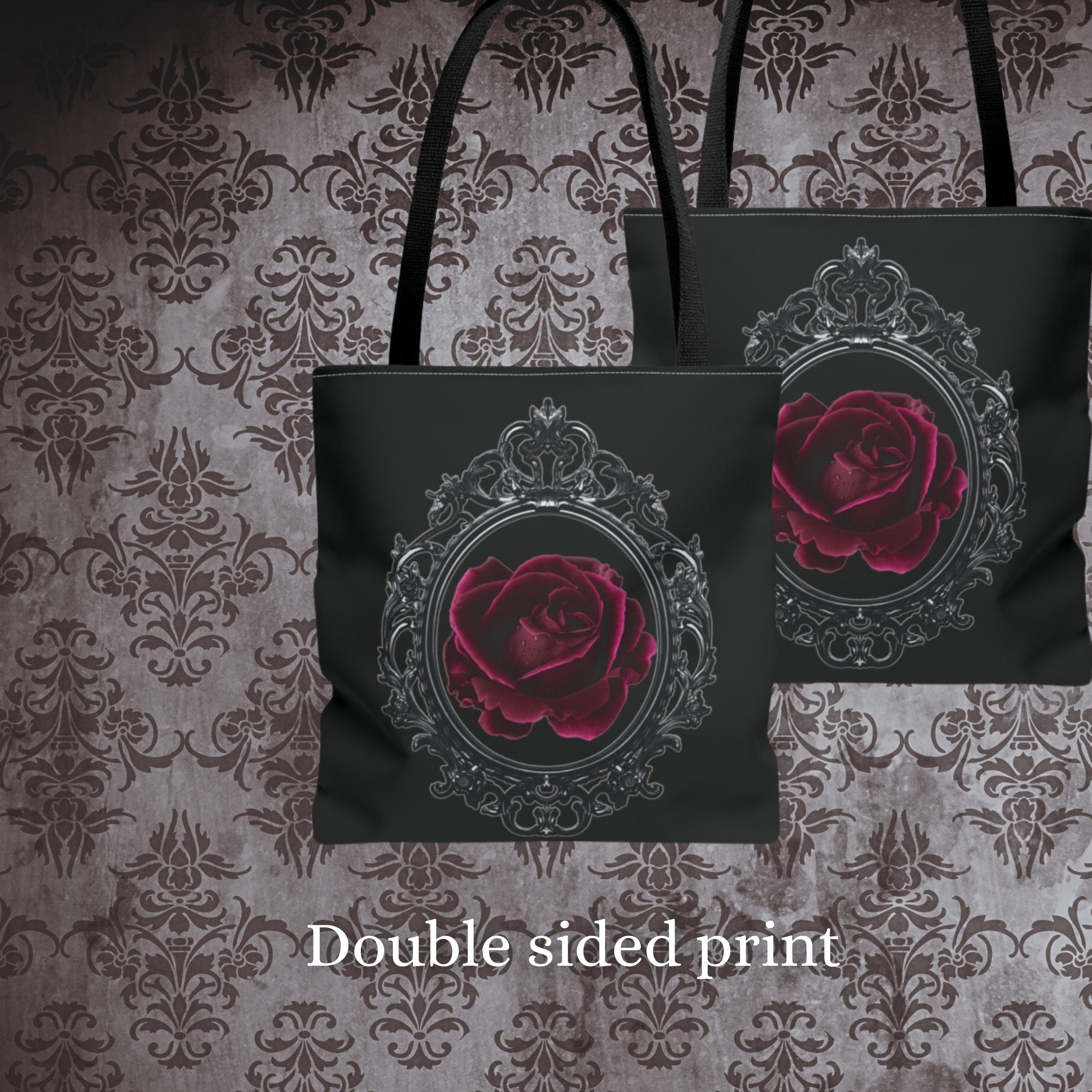 Gothic Rose Tote Bag Aesthetic Goth Bag Shoulder Bag Floral Tote Bag ...