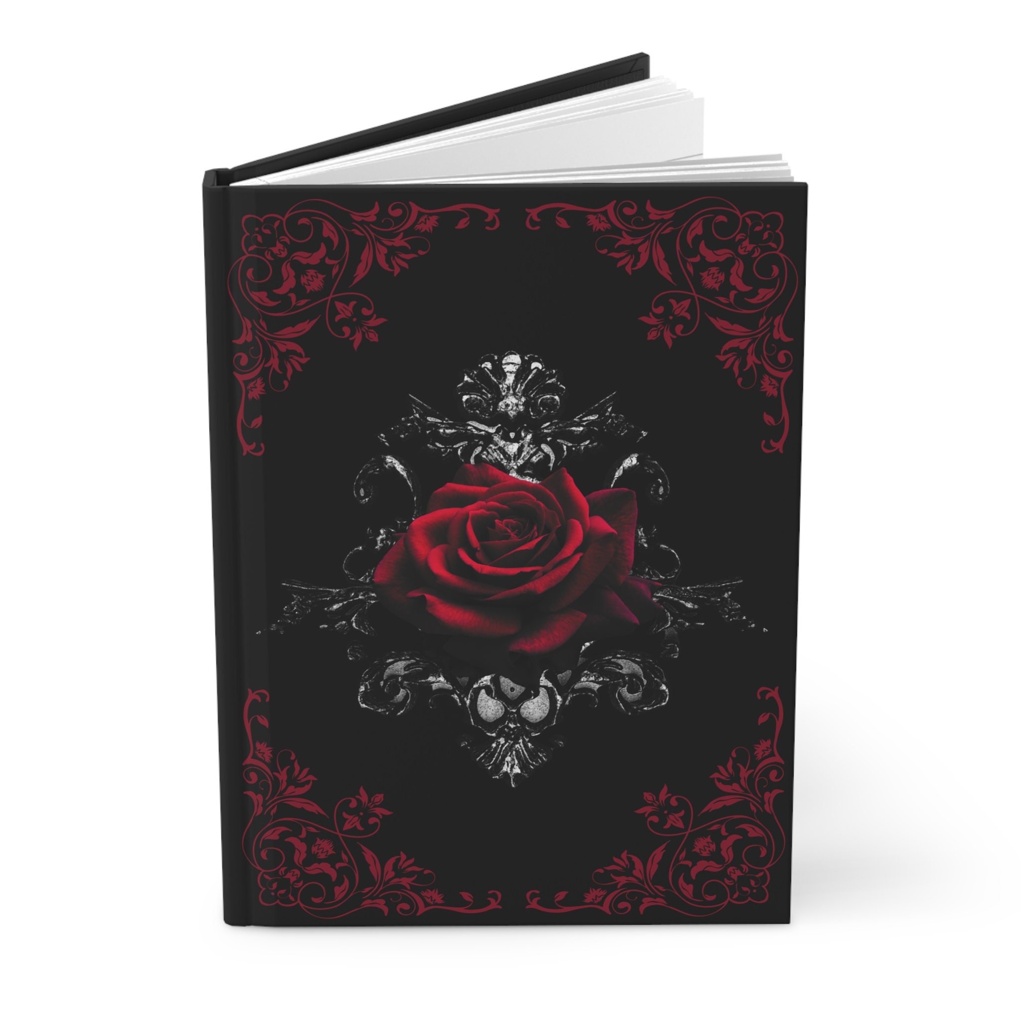 Red Rose Hardcover Gothic Journal | Dark Victorian Floral Goth Notebook ...