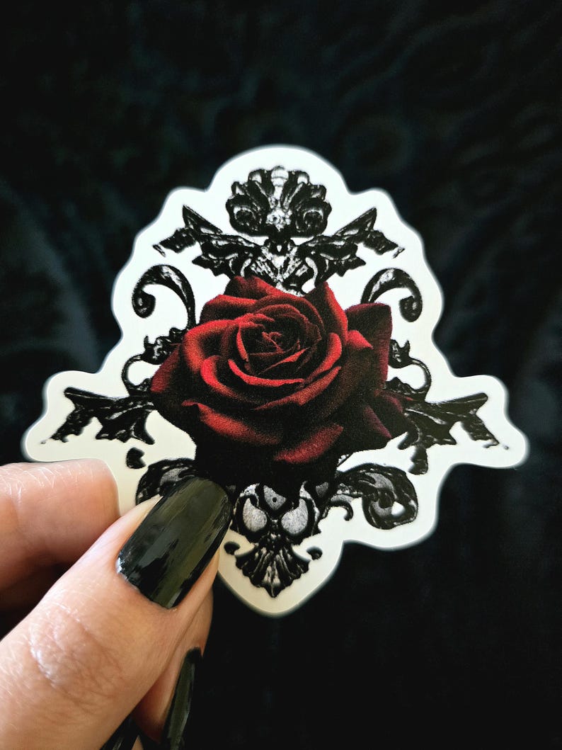 Red Rose Sticker - Waterproof Kiss-cut Vinyl Decals for Laptop Journal ...