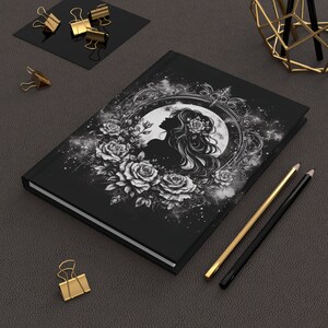 Romantic Floral Gothic Journal Female Silhouette Hardcover Notebook ...