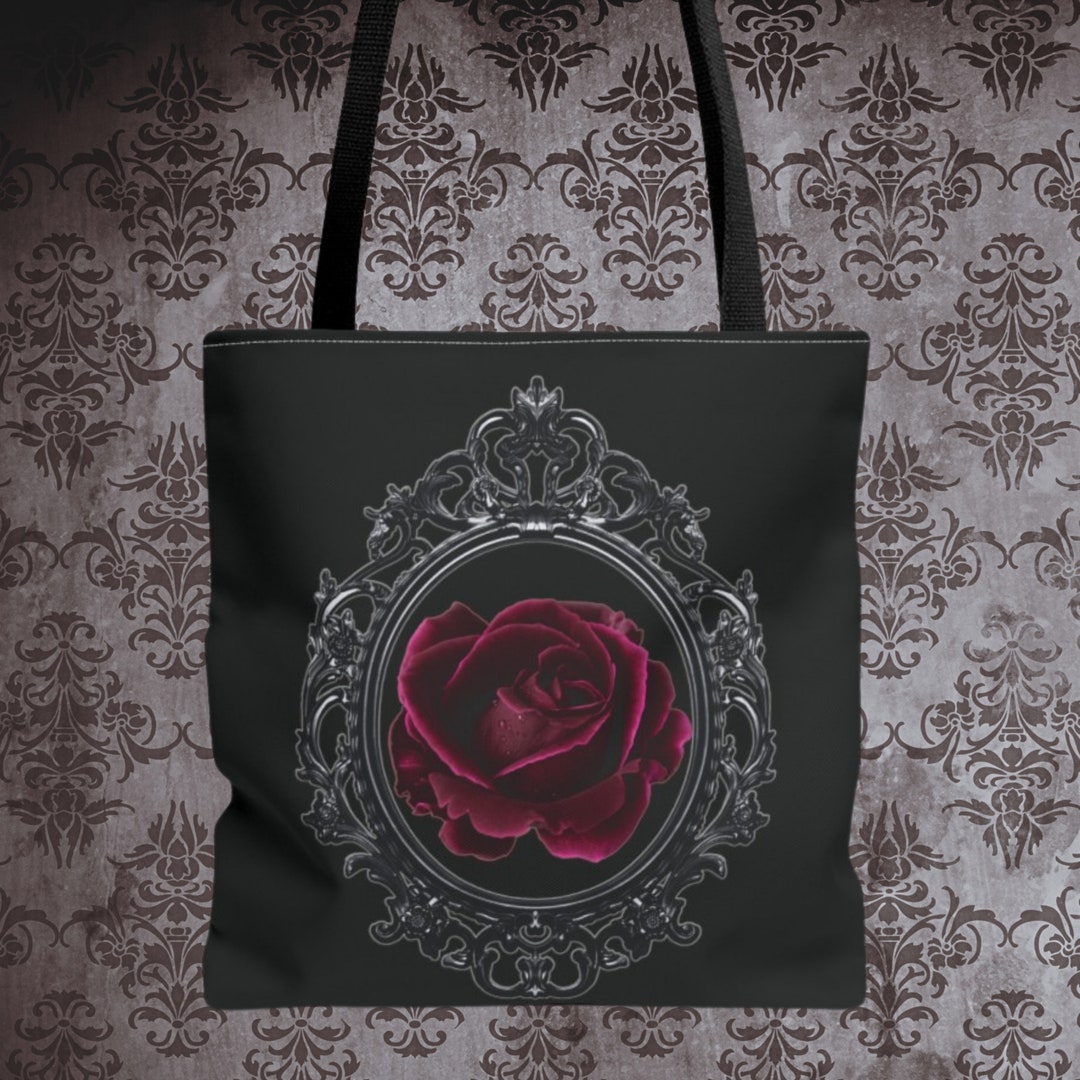 Gothic Rose Tote Bag - Aesthetic Goth Bag - Shoulder Bag - Floral Tote ...