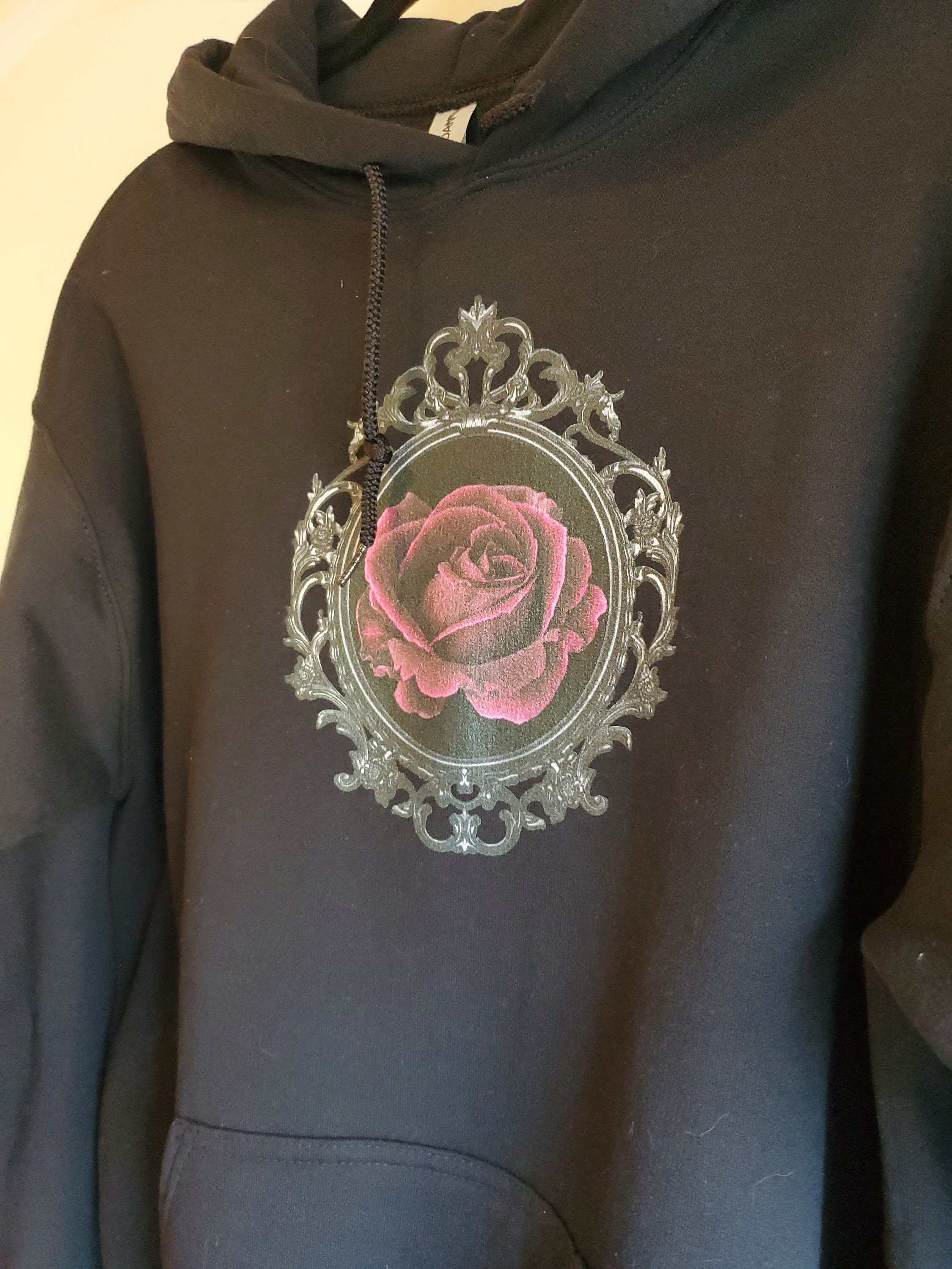 Gothic Rose Floral Goth Hoodie, Aesthetic Dark Victorian Cameo, Edgy ...