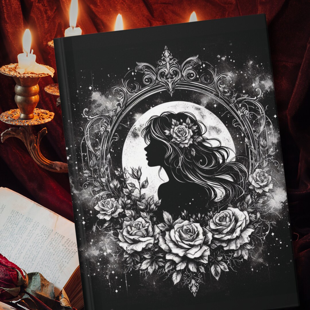 Romantic Floral Gothic Journal Female Silhouette Hardcover Notebook ...