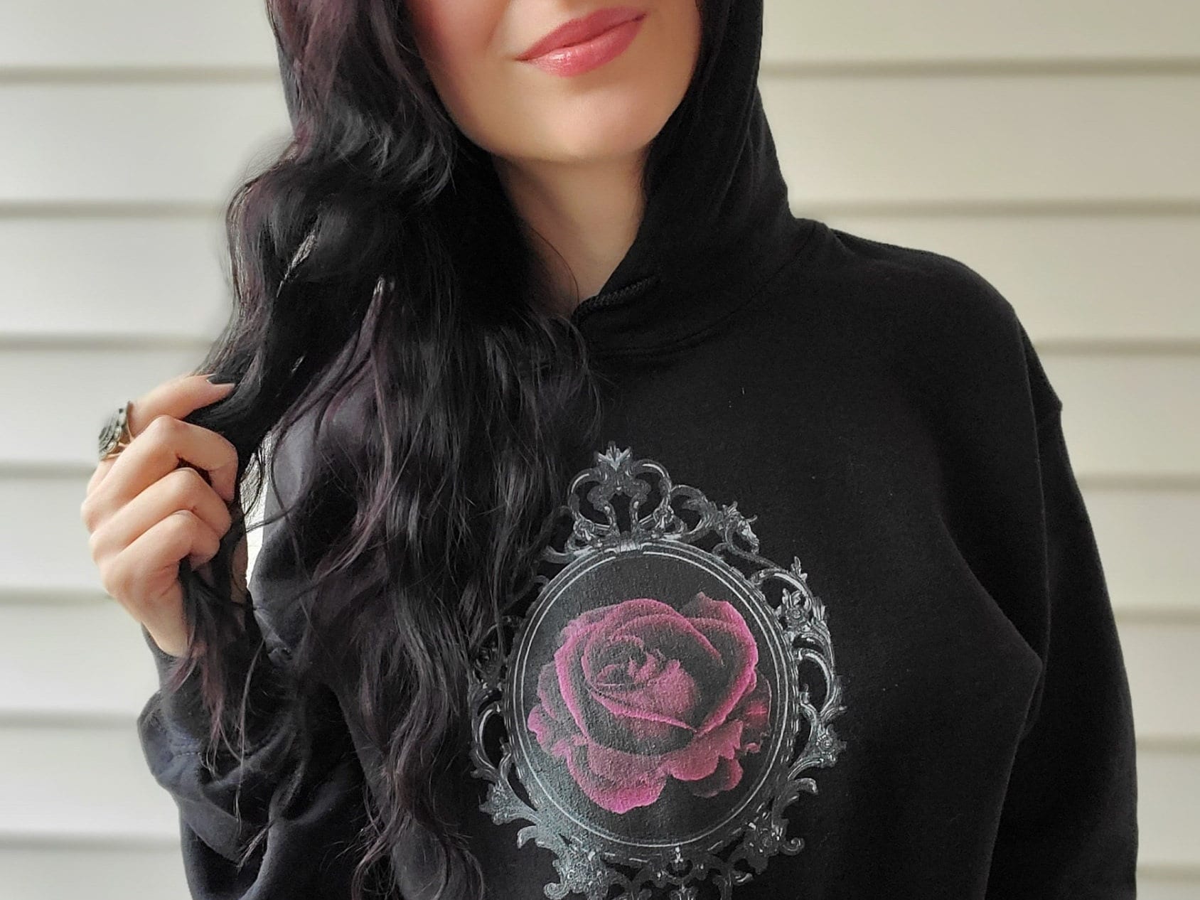 Gothic Rose Floral Goth Hoodie, Aesthetic Dark Victorian Cameo, Edgy ...