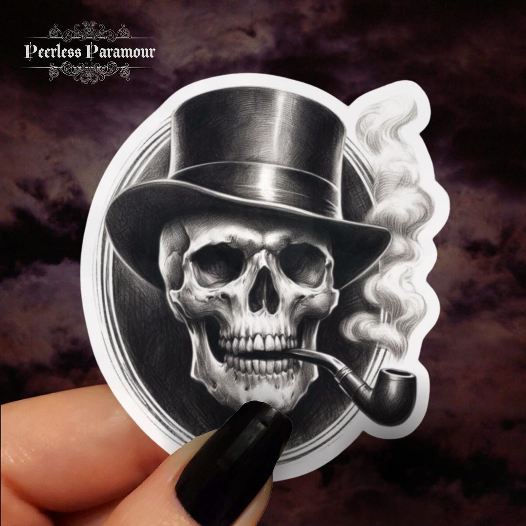 Smoking Skull Sticker - Waterproof Vinyl Decals for Laptop, Window ...