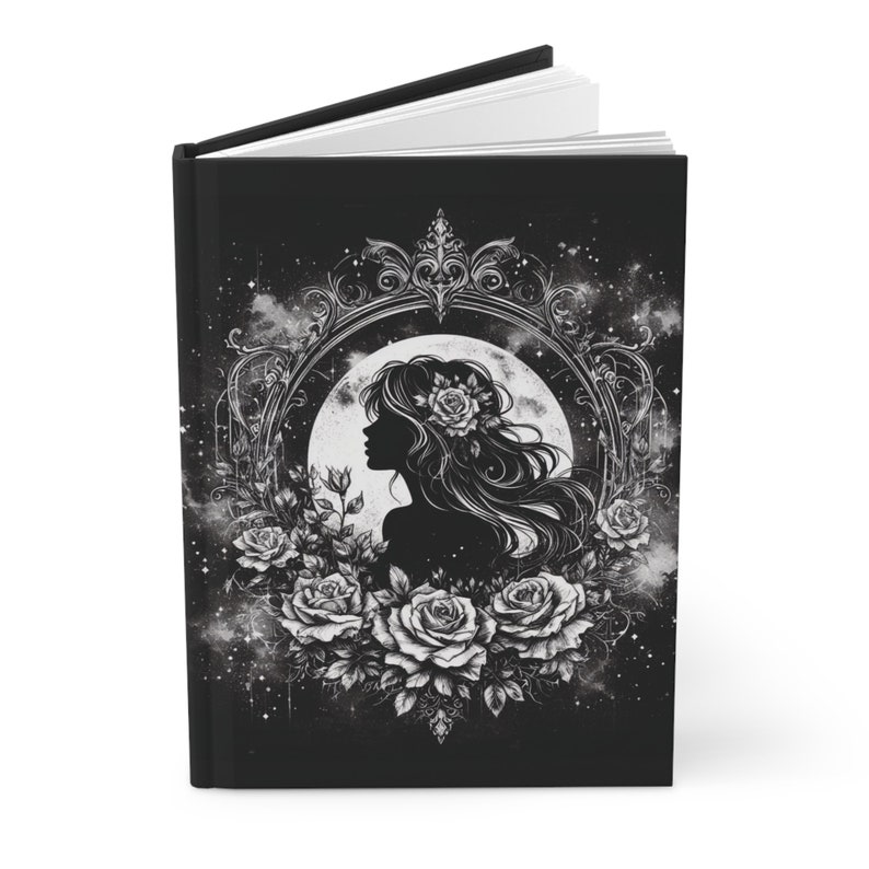 Romantic Floral Gothic Journal Female Silhouette Hardcover Notebook ...