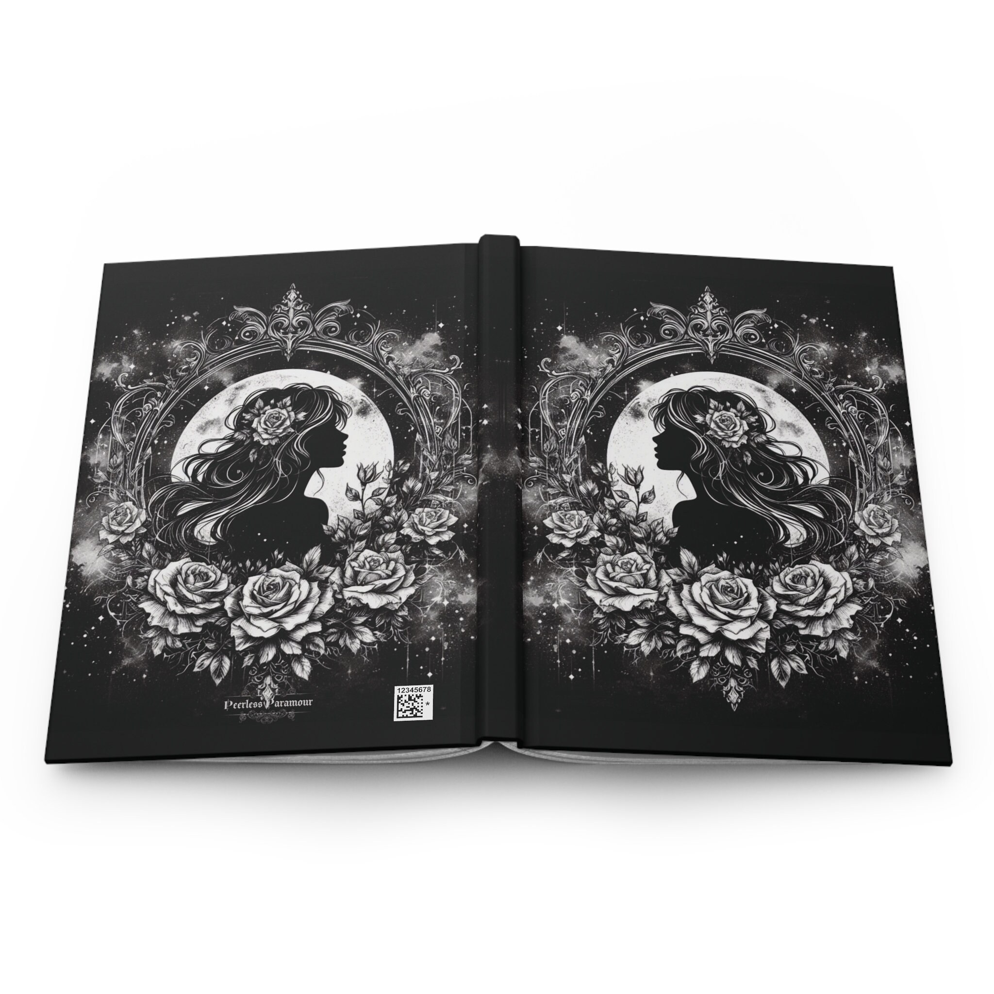 Romantic Floral Gothic Journal Female Silhouette Hardcover Notebook ...