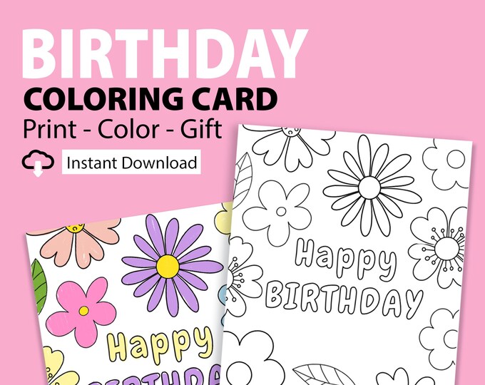 Coloring Birthday Cards 16 Printable Cards Toddler Birthday Card ...