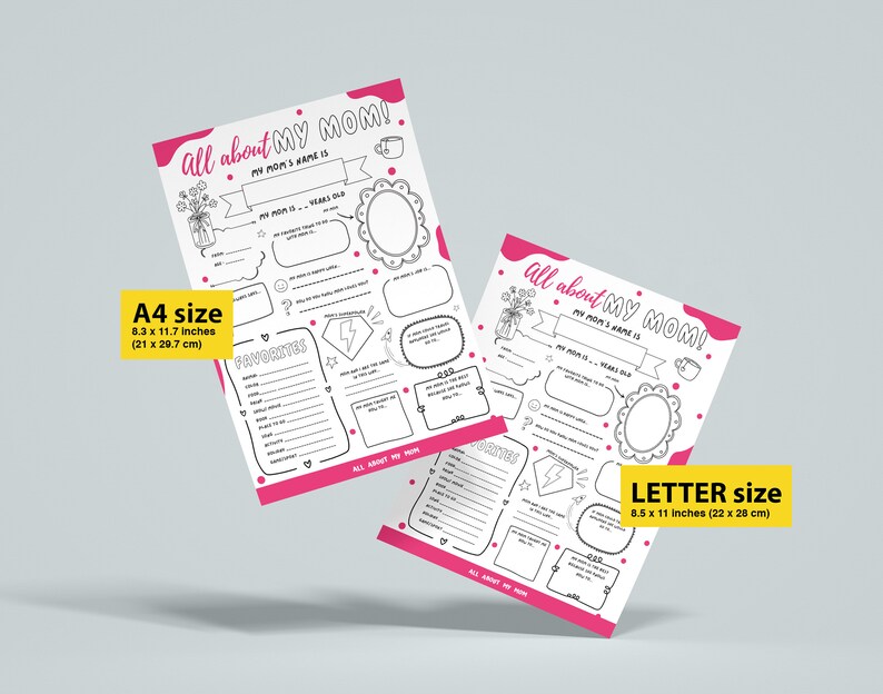 All About My Mom Printable Interview, Mothers Day Gift Ideas Preschool ...