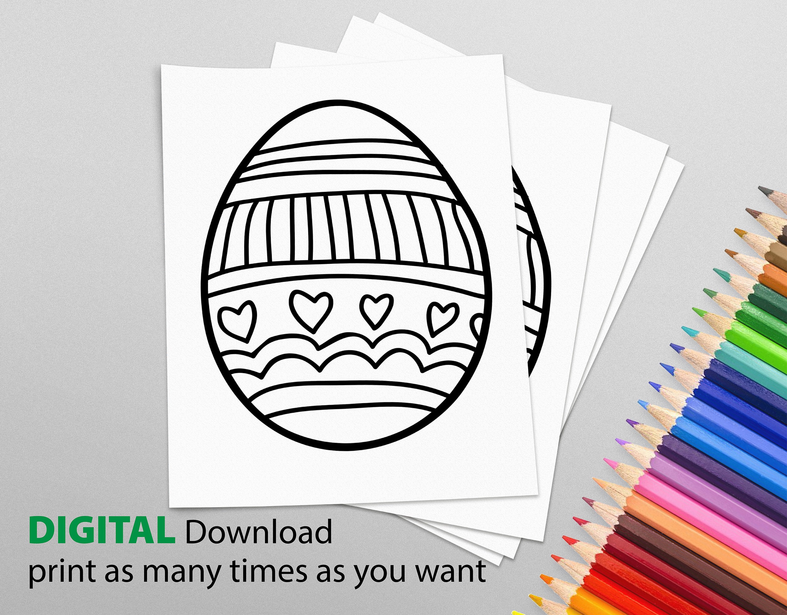 Easter Egg Coloring Page Printable, 20 Coloring Sheets, Coloring for ...