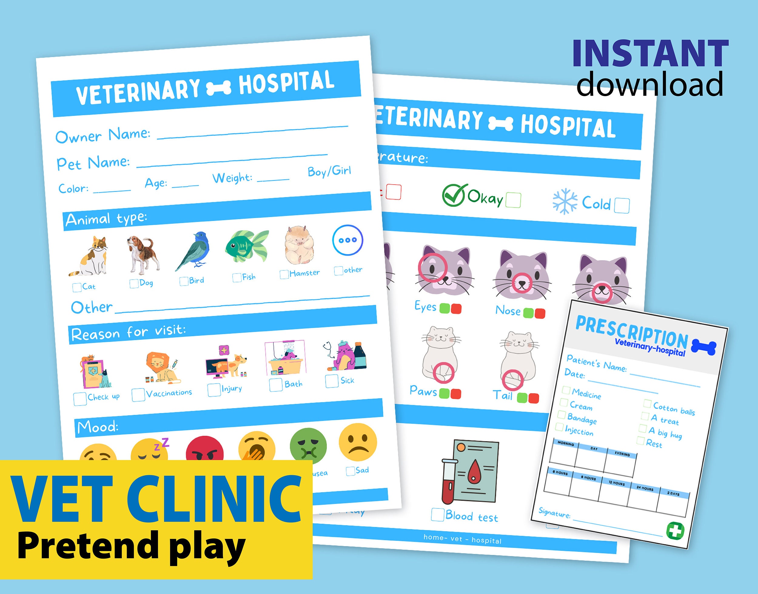 Vet Clinic Dramatic Play Printable, Pretend Play, Classroom Dramatic ...