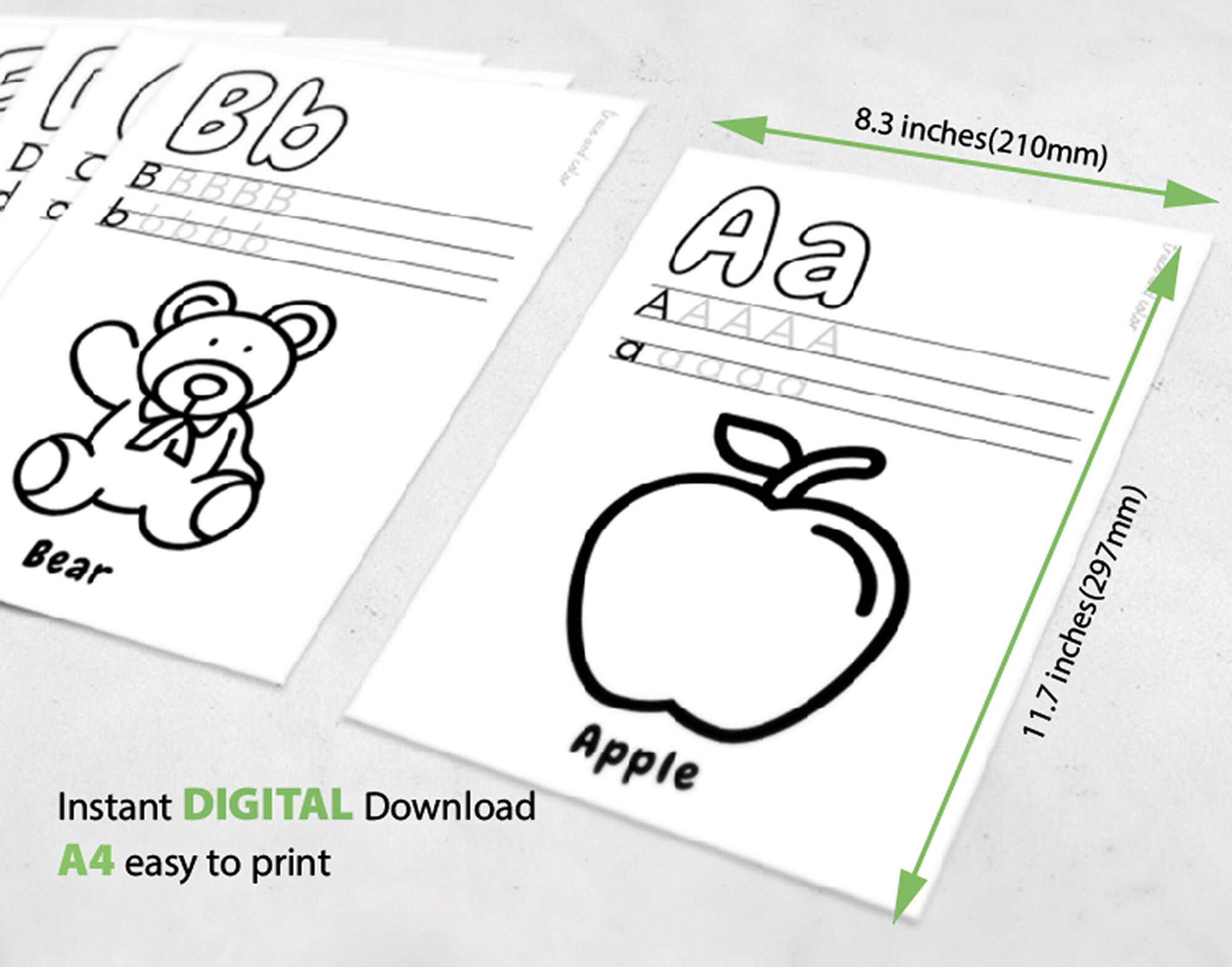 Alphabet Coloring & Tracing Pages: A-Z Printable Worksheets (digital ...