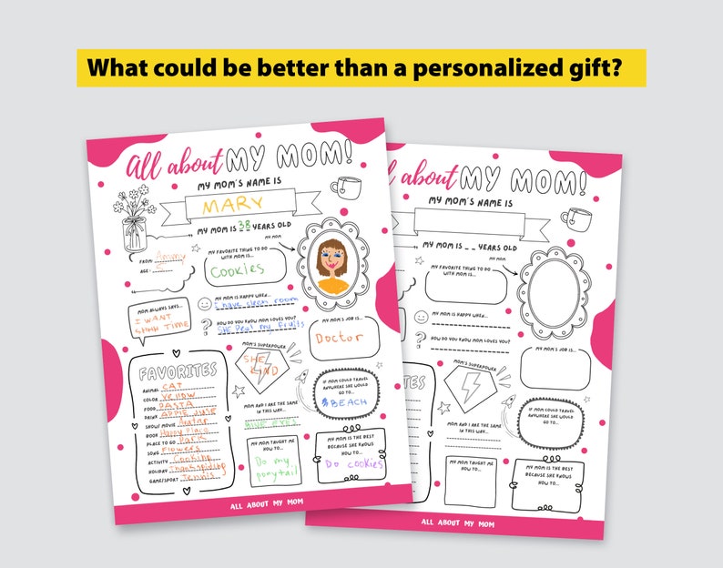 All About My Mom Printable Interview, Mothers Day Gift Ideas Preschool ...