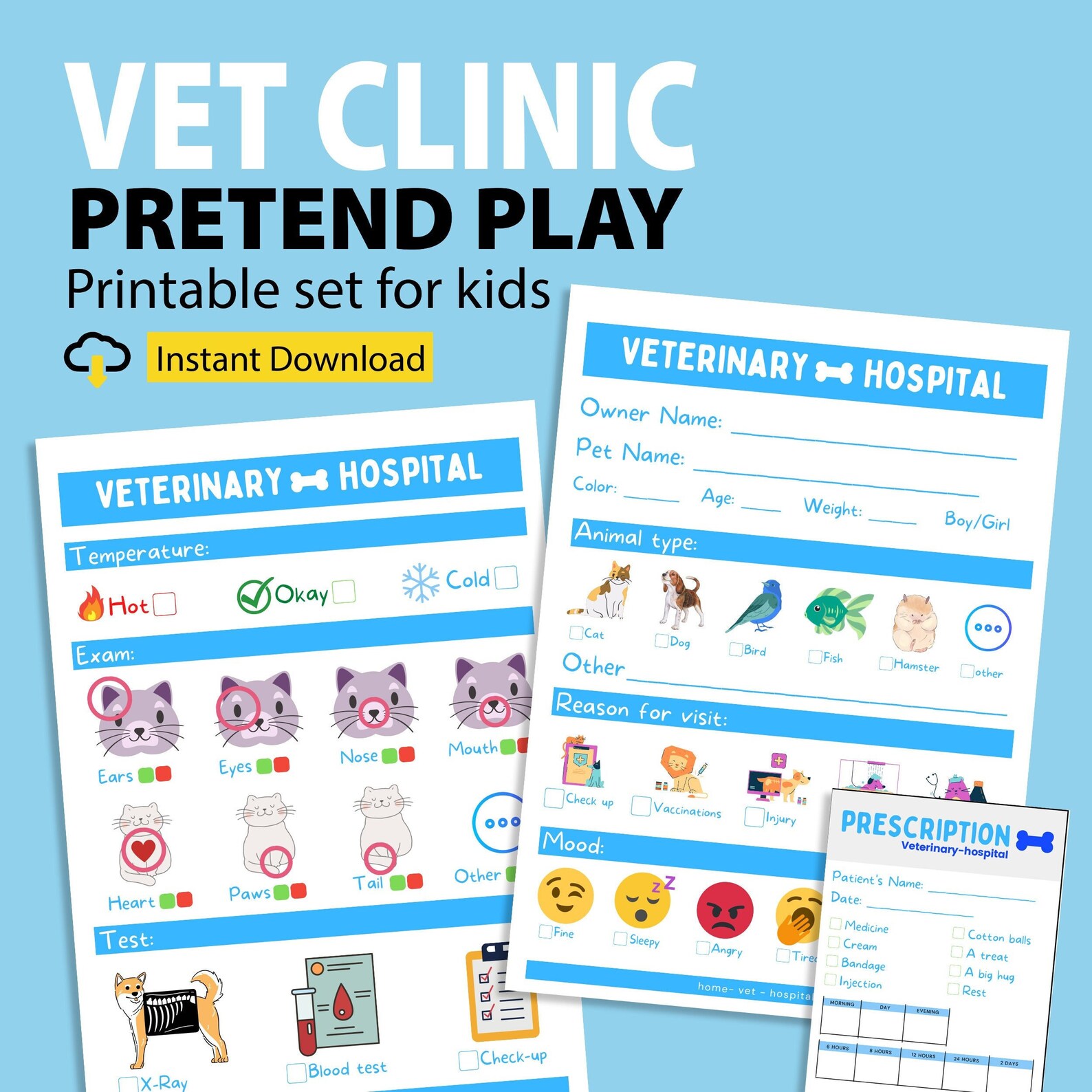 Vet Clinic Dramatic Play Printable, Pretend Play, Classroom Dramatic ...