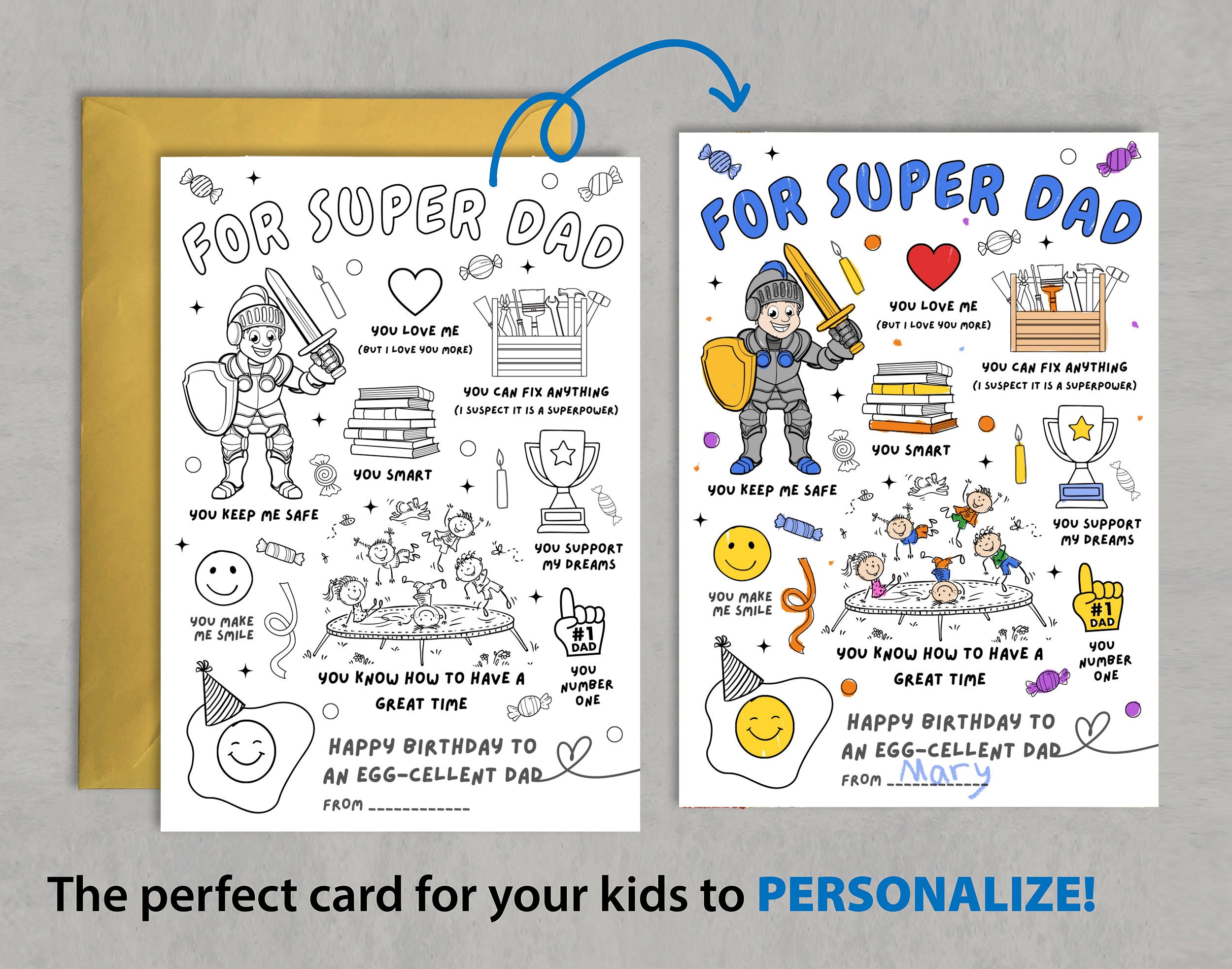 Dad Birthday Coloring Card Printable Father Birthday Card - Etsy