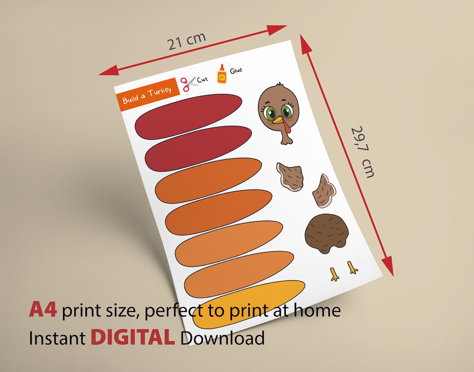 Printable Build a Turkey Kids Craft Thanksgiving Craft - Etsy