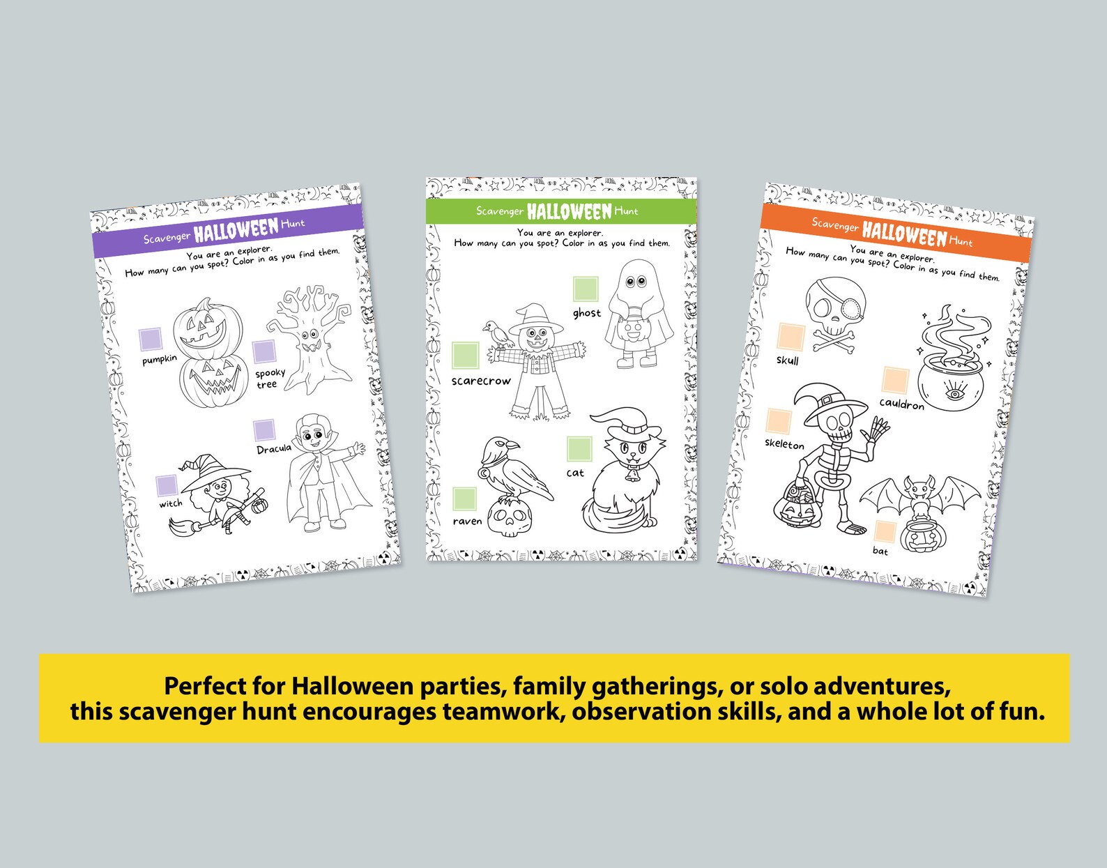 Halloween Coloring Scavenger Hunt Printable, Halloween Treasure Hunt ...