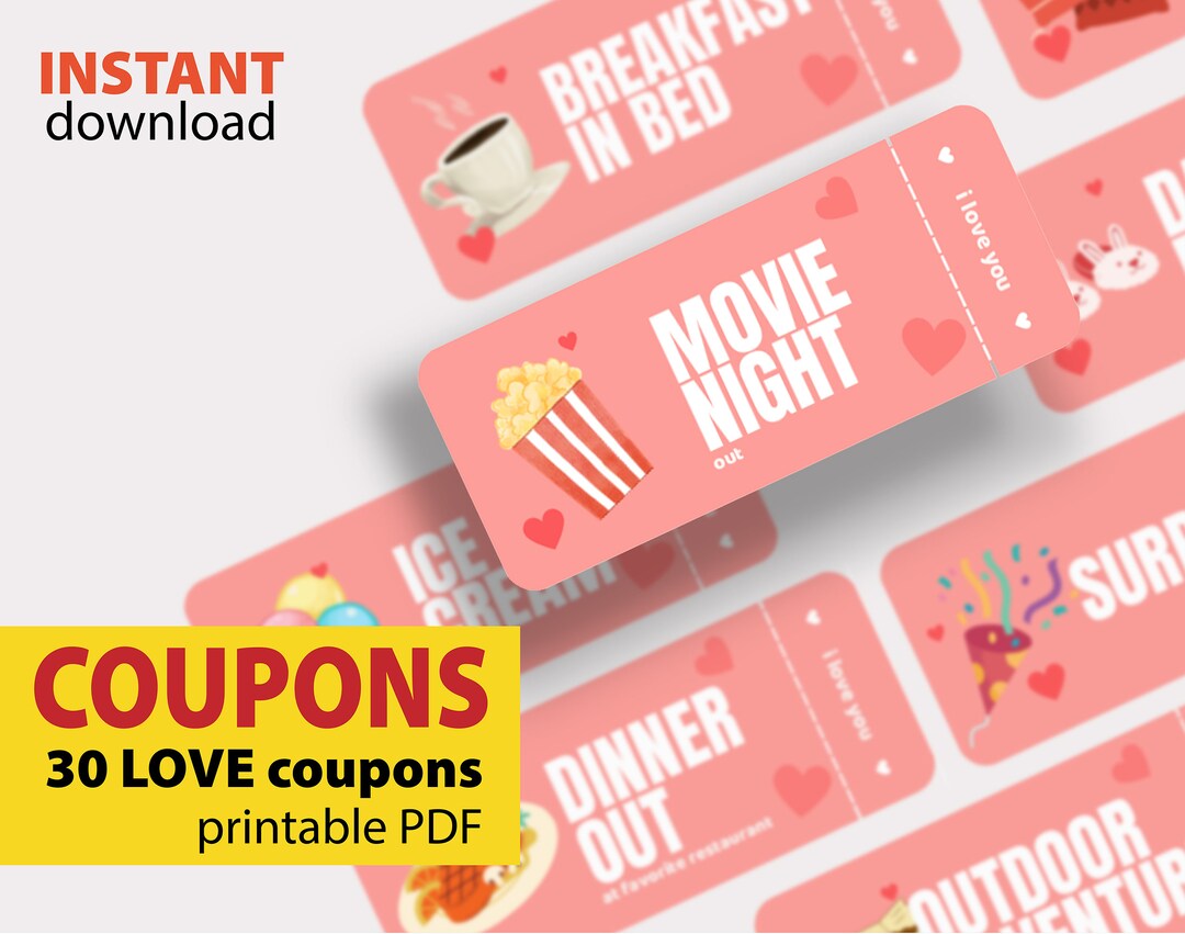 30 Love Coupon Book Printable for Couples Printable Love - Etsy