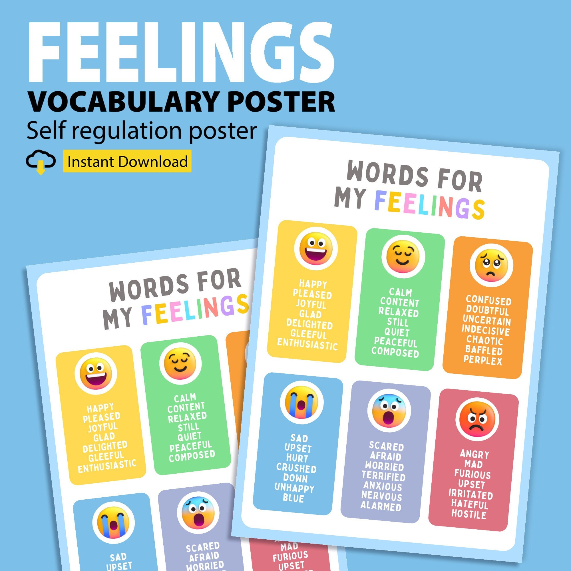 Printable Feelings Poster, Words for My Feelings Poster, Emotional ...