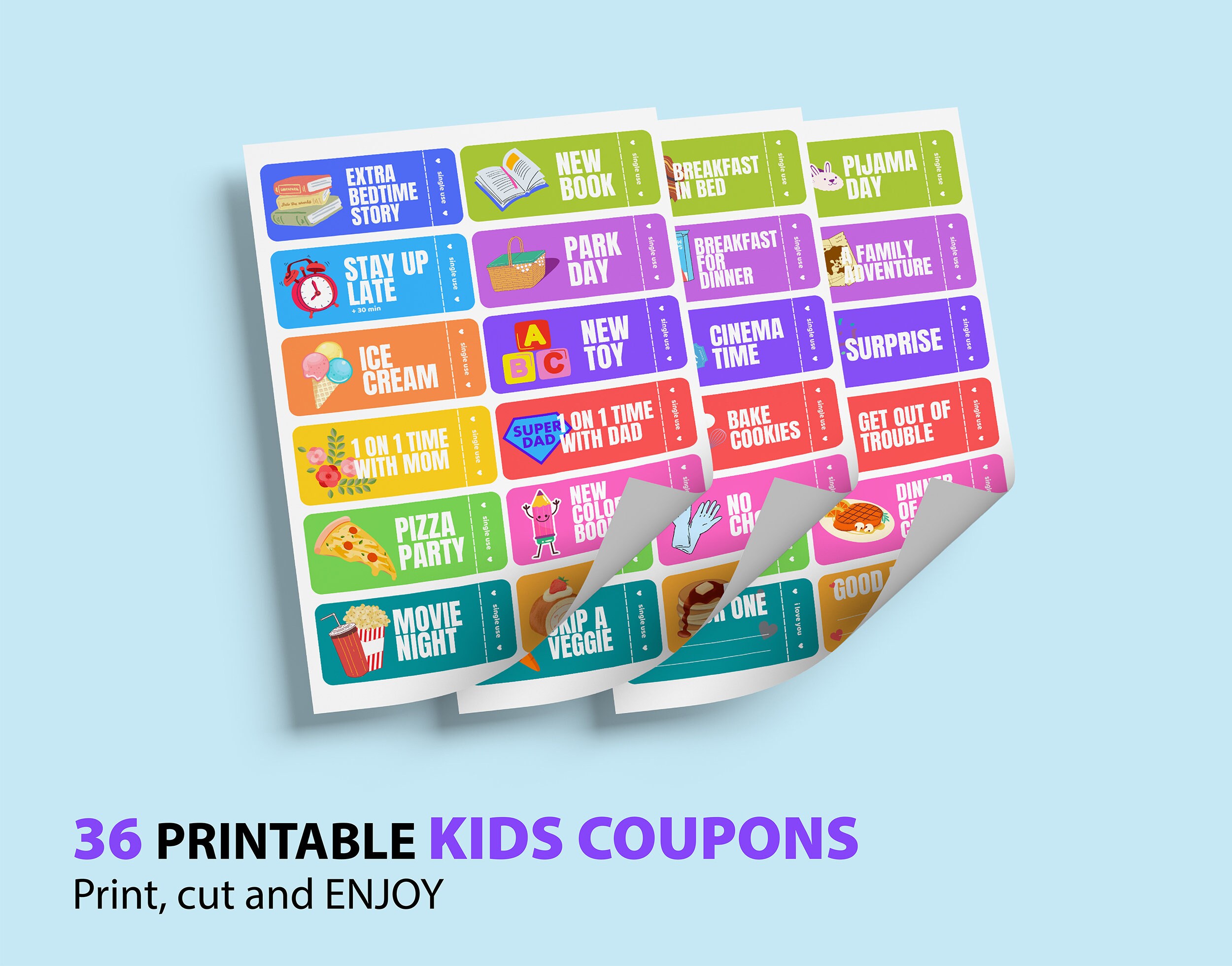Kids Reward Coupon Printable, Reward Coupon Booklet, Birthday Coupon ...
