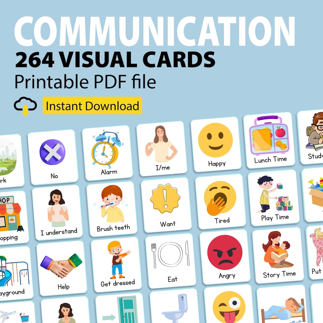 Non Verbal Communication Visual Cards Printable, Autism Communication ...