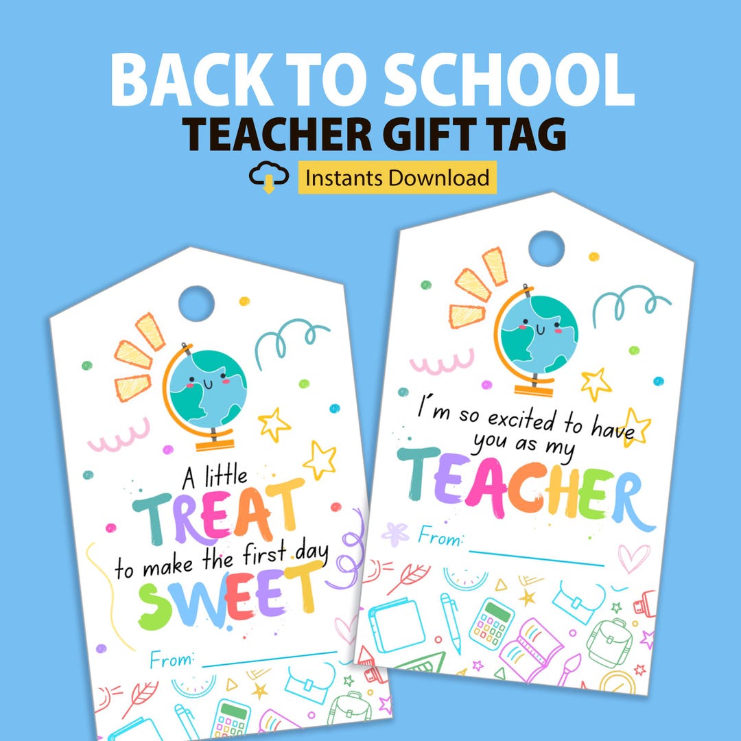 Back to School Treat Tags Printable, Back to School Gift Tag for ...