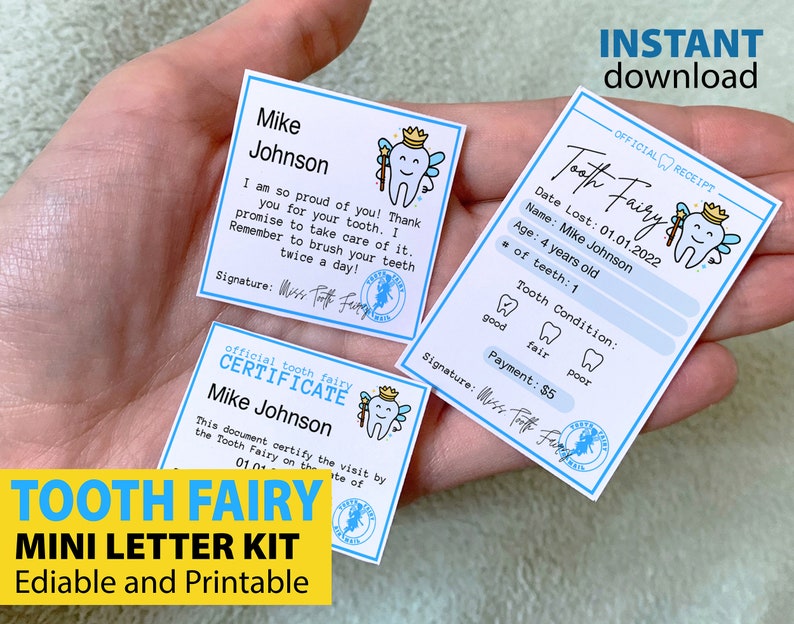 Tooth Fairy Letter for Boy Printable and Editable, Small Tooth Fairy ...