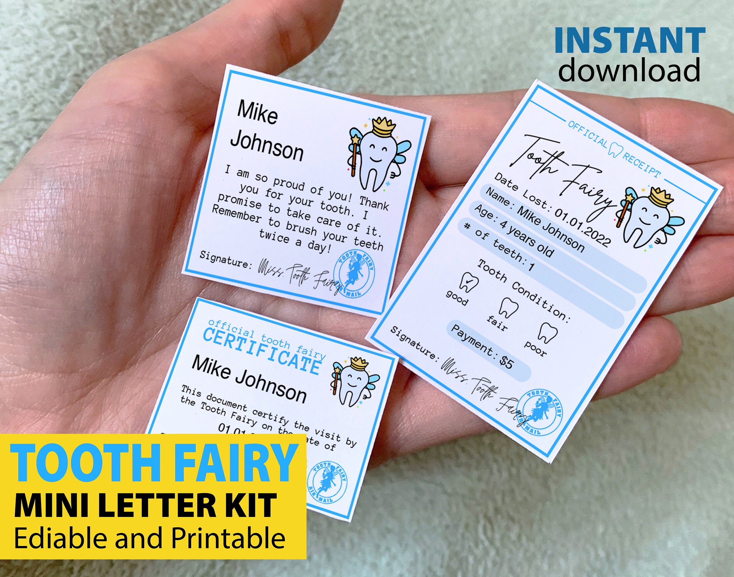 Tooth Fairy Letter for Boy Printable and Editable, Small Tooth Fairy ...