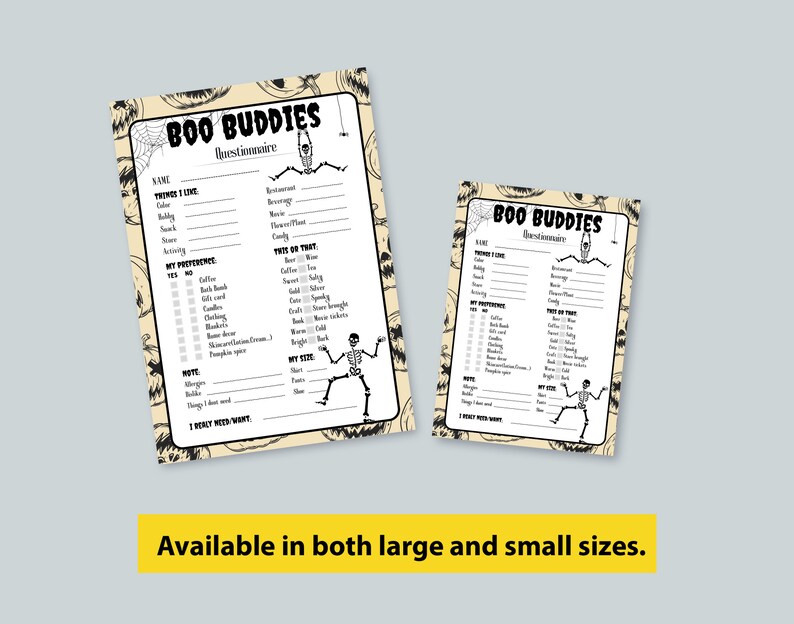 Printable Spooky Sister Survey, Boo Buddy Questionnaire for Halloween ...