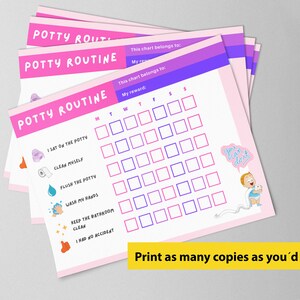Potty Training Chart Printable Pink, Potty Training Printable, Reward ...
