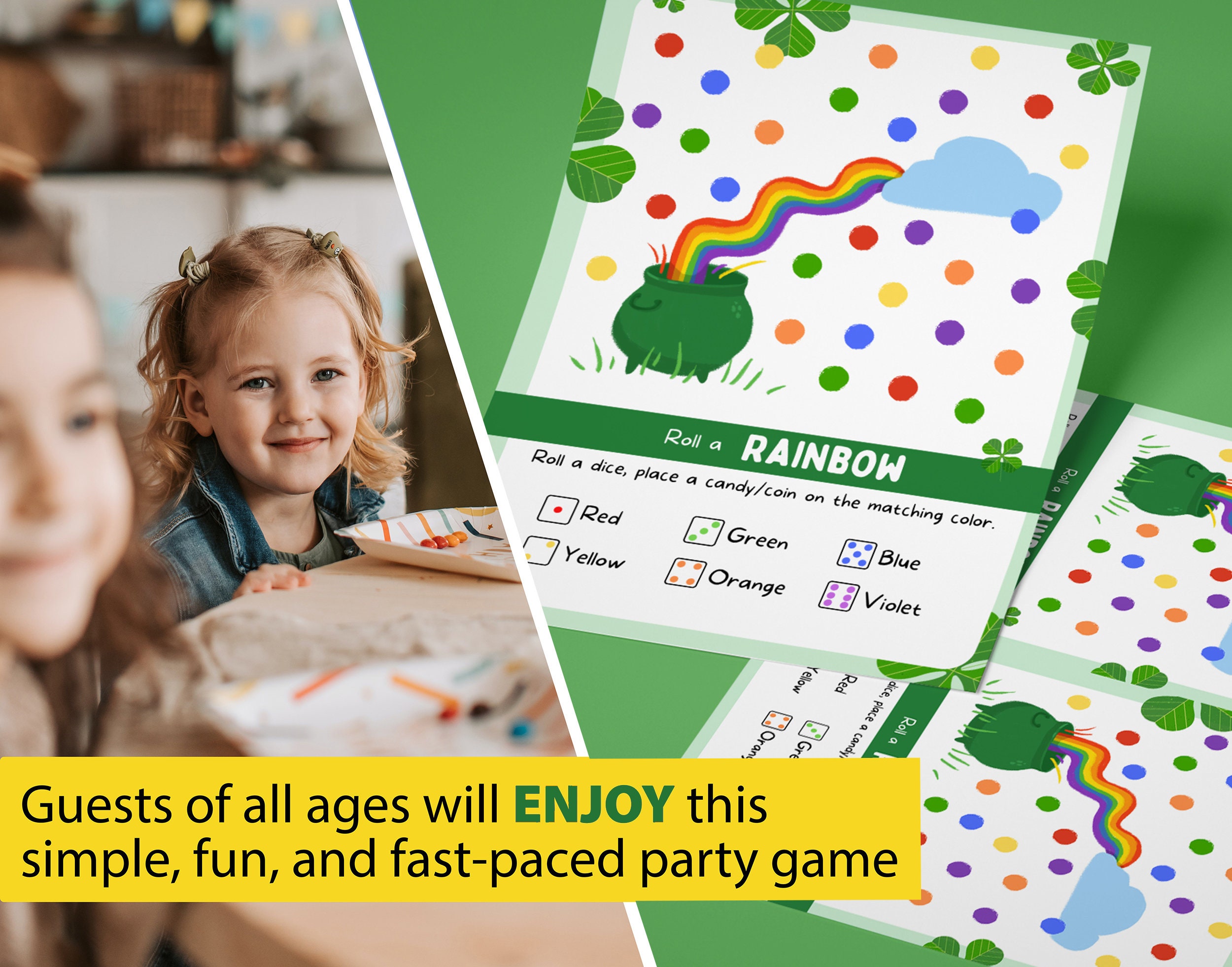 Roll a Rainbow Printable Game for Kids, St Patricks Activity, Rainbow ...
