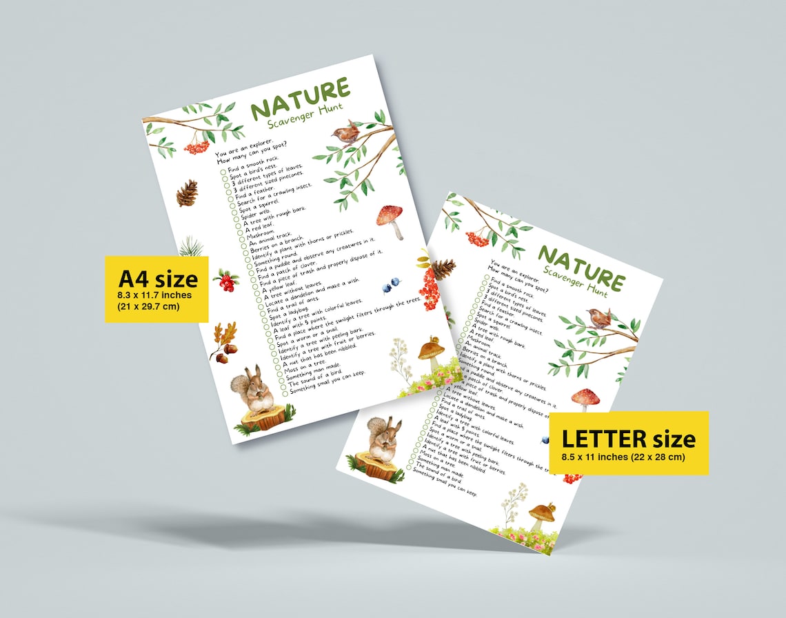 Printable Nature Outdoor Scavenger Hunt, Woodland Treasure Hunt for ...