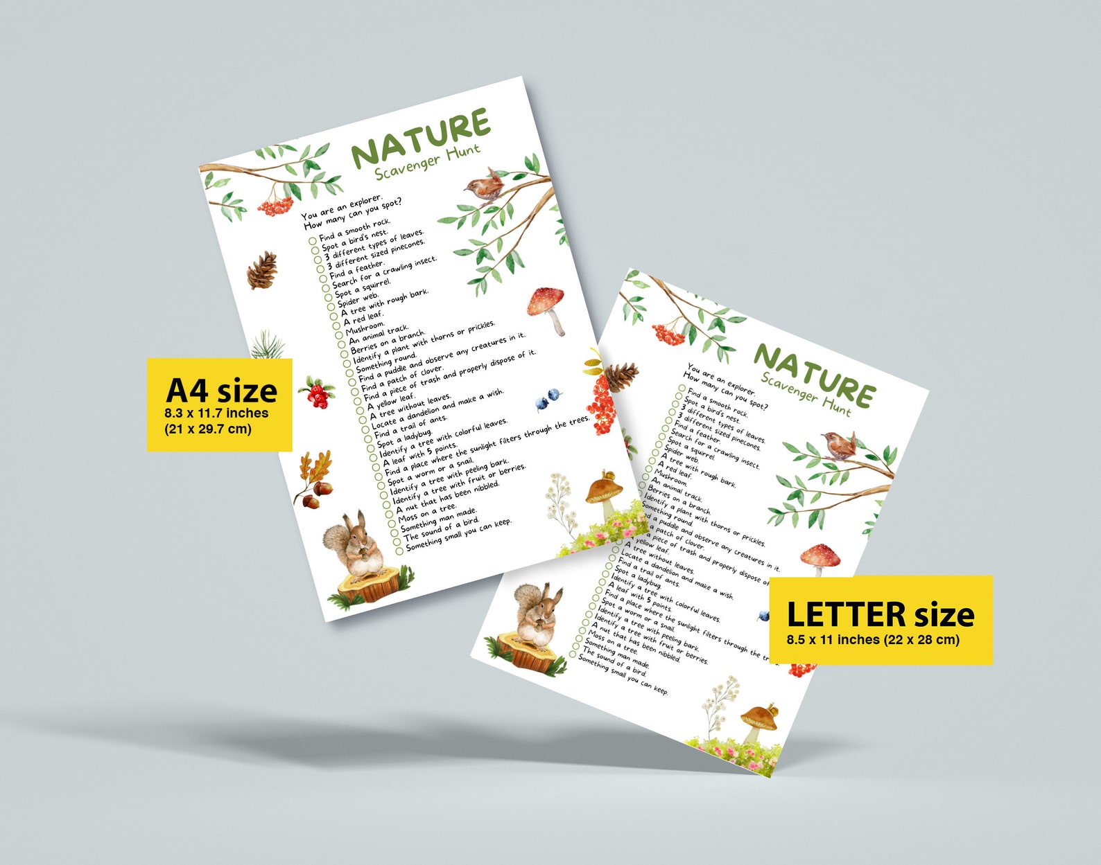 Printable Nature Outdoor Scavenger Hunt, Woodland Treasure Hunt for ...