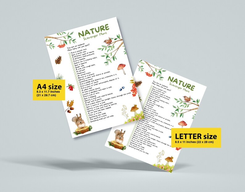 Printable Nature Outdoor Scavenger Hunt, Woodland Treasure Hunt for ...