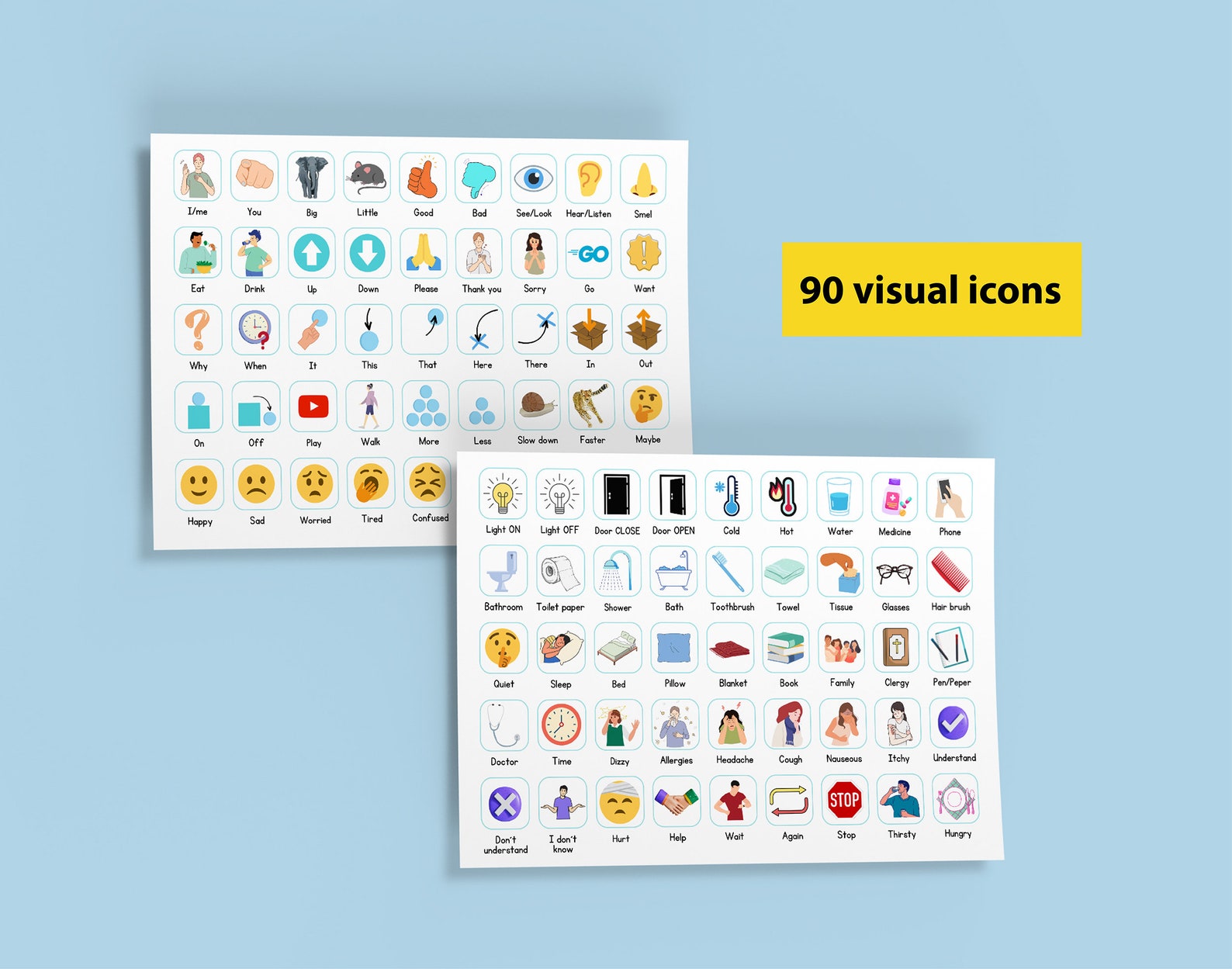 Senior Hospital Communication Board Printable, Non Verbal Visual Board ...
