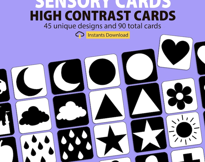 120 High Contrast Baby Cards Bundle: Black and White Montessori Infant ...