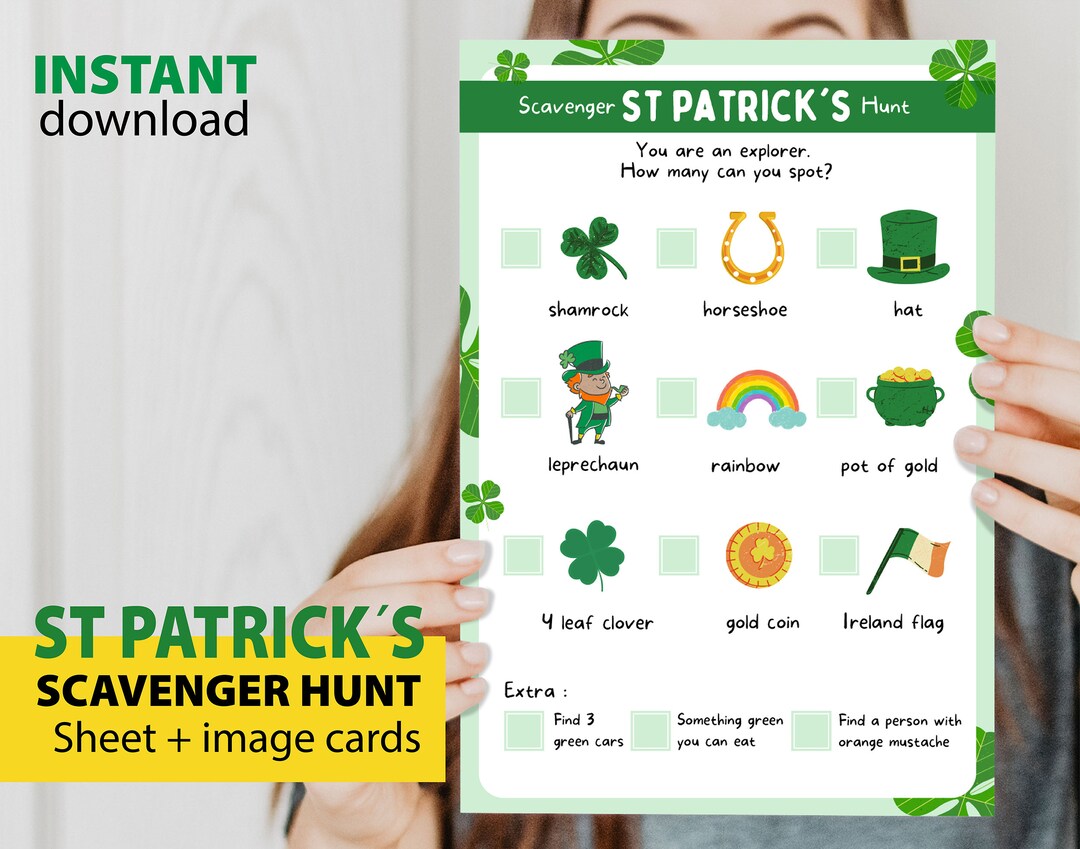 St Patricks Scavenger Hunt Printable Leprechaun Treasure - Etsy