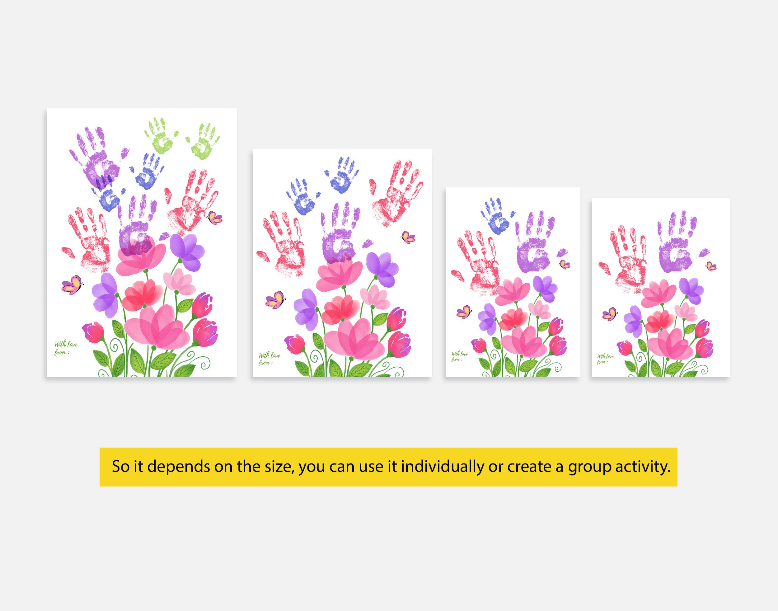 Mothers Day Craft Handprint Print Printable, Handprint Flower Bouquet ...
