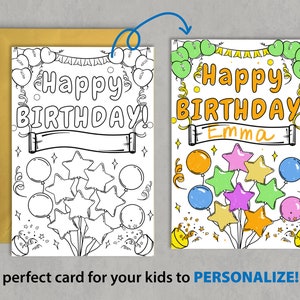 Printable Happy Birthday Coloring Card for Kids (digital Download) - Etsy