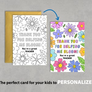 Teacher Appreciation Coloring Card: Personalized Thank You Gift (PDF ...
