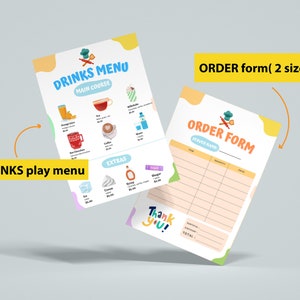 Pretend Play Restaurant Menu Printable: Kids Kitchen, Chef Roleplay ...