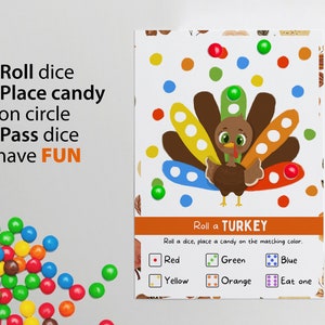 Roll a Turkey Dice Game: Thanksgiving Printable Activity (digital ...