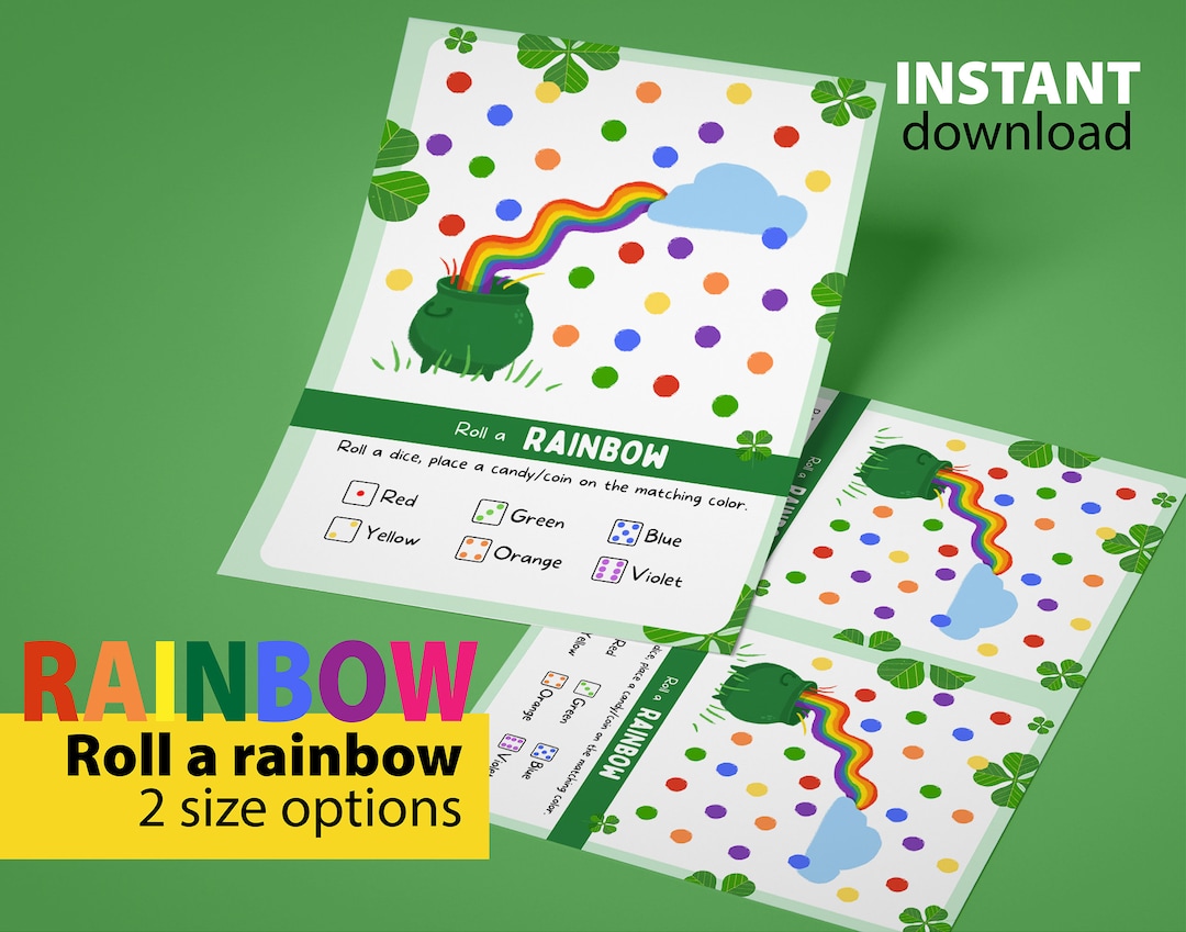 Roll a Rainbow Printable Game for Kids St Patricks Activity - Etsy