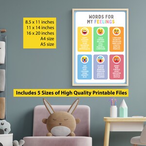 Printable Feelings Poster, Words for My Feelings Poster, Emotional ...